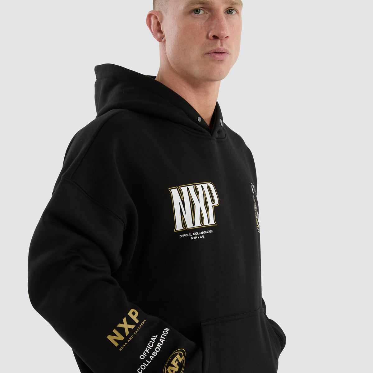 Collingwood Magpies Fighter Hoodie Jet Black | NXP