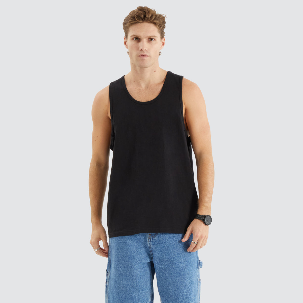 Asheville Relaxed Singlet in Jet Black | NXP