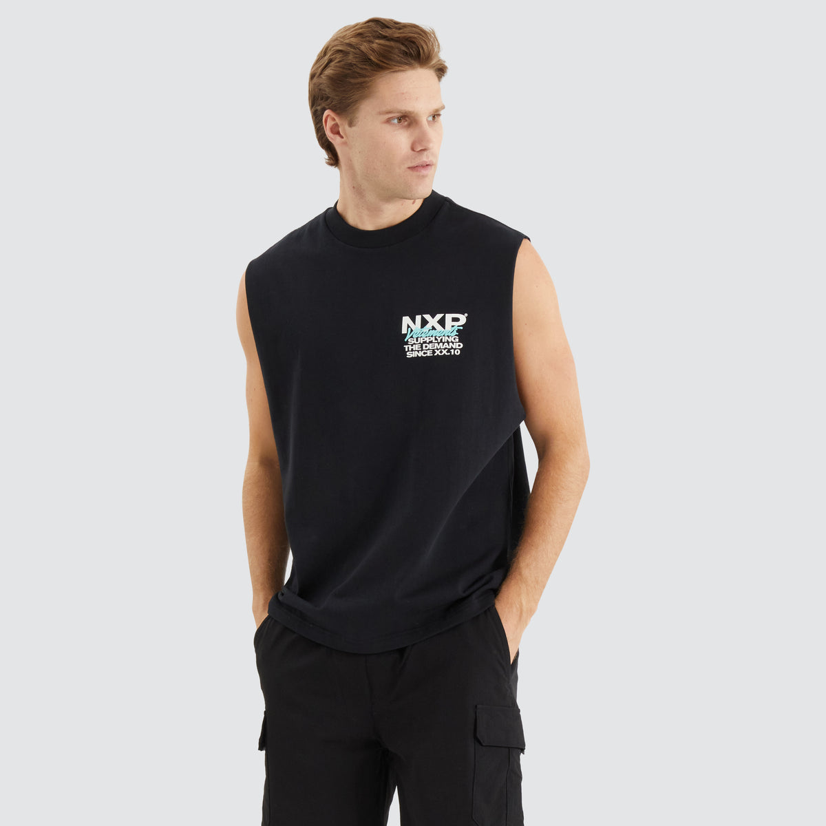 Fixture Street Muscle Tee in Anthracite Black | NXP