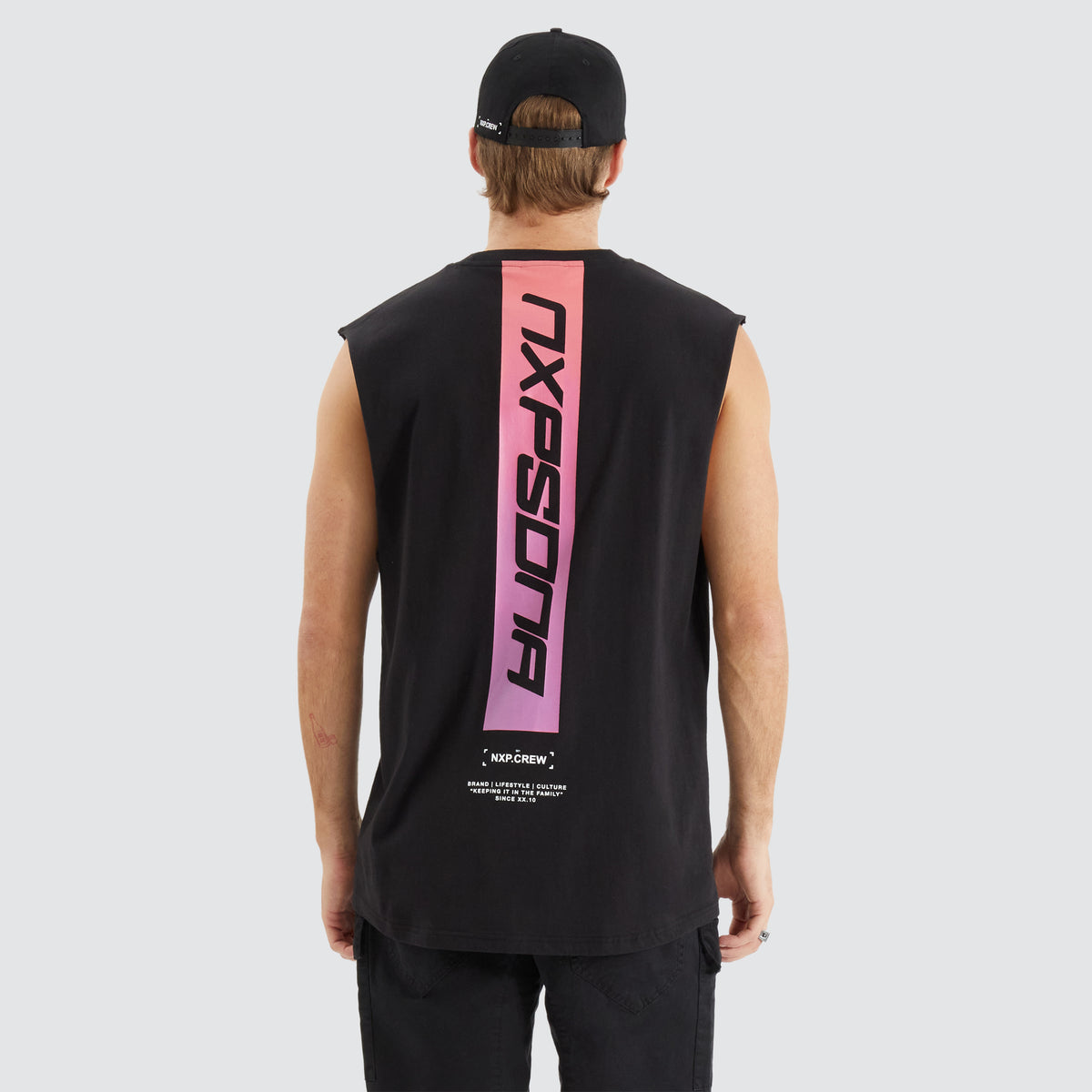Inspired Scoop Back Muscle Tee in Jet Black | NXP