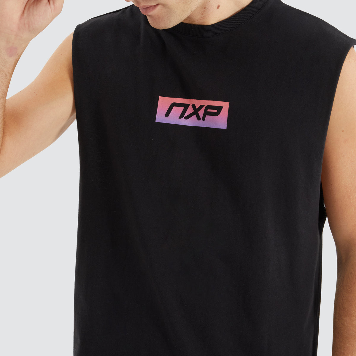 Inspired Scoop Back Muscle Tee in Jet Black | NXP
