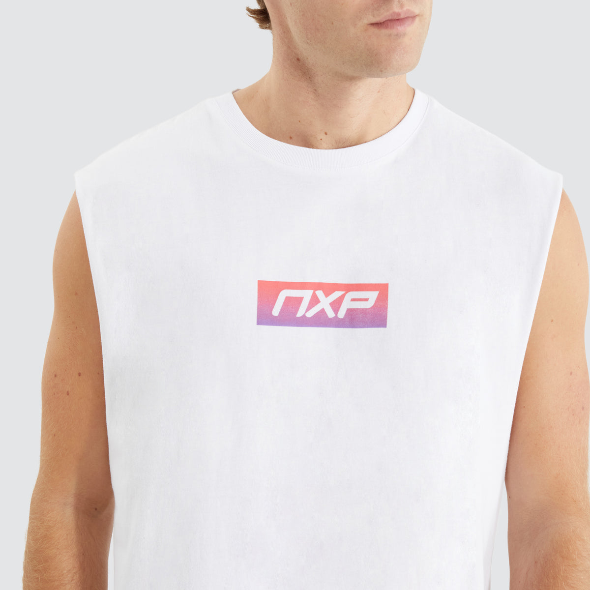 Inspired Scoop Back Muscle Tee in Optical White | NXP