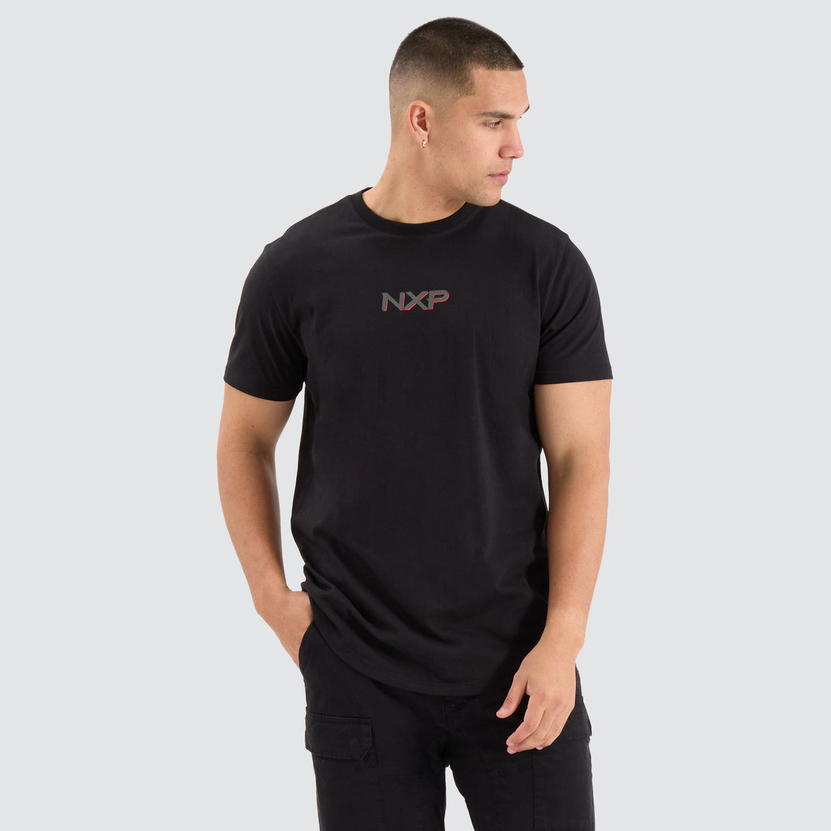 Reverse Dual Curved Tee in Jet Black | NXP