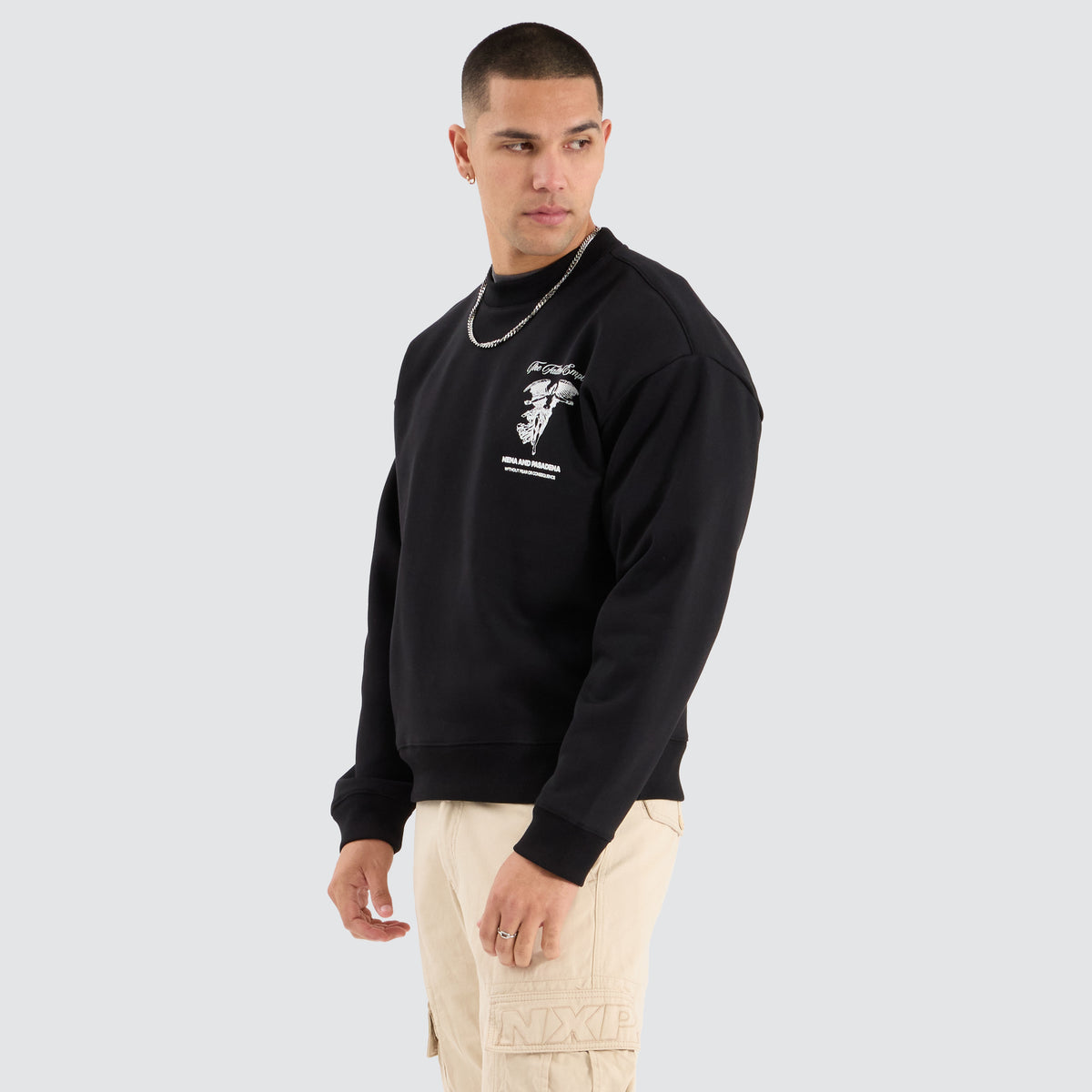 Cattle Box Fit Sweater in Jet Black | NXP