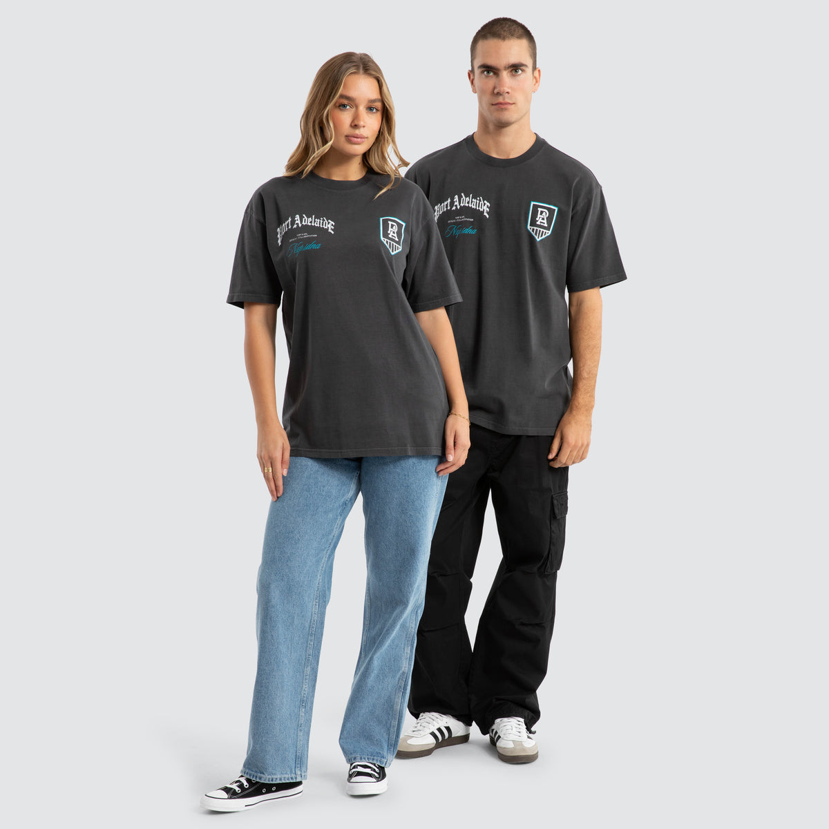 Port Adelaide Power AFL Vintage Goth Tee in Grey | NXP