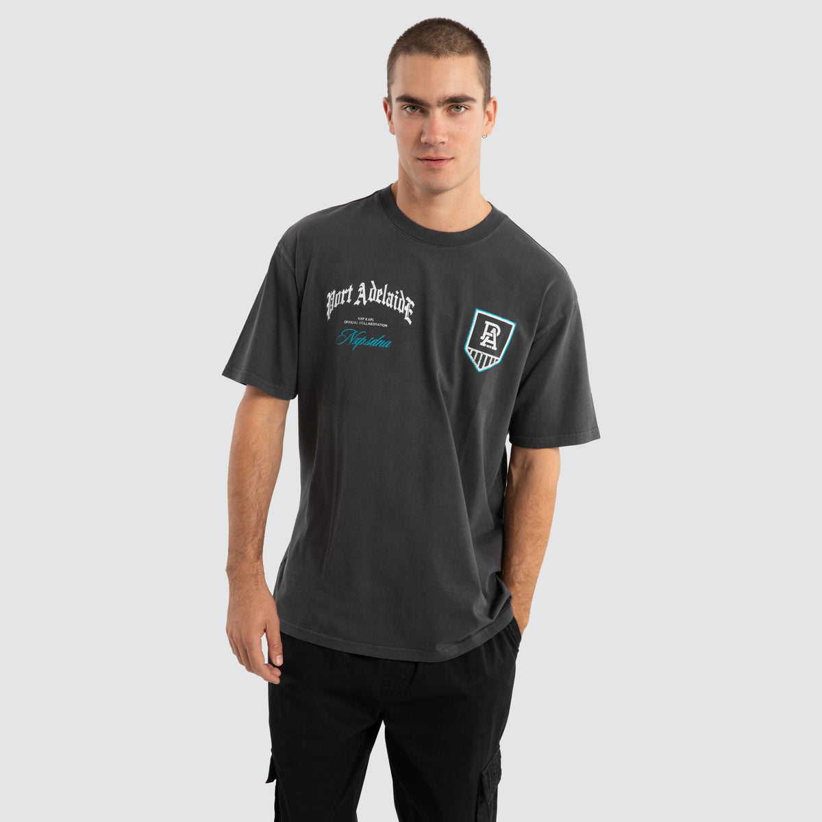 Port Adelaide Power AFL Vintage Goth Tee in Grey | NXP