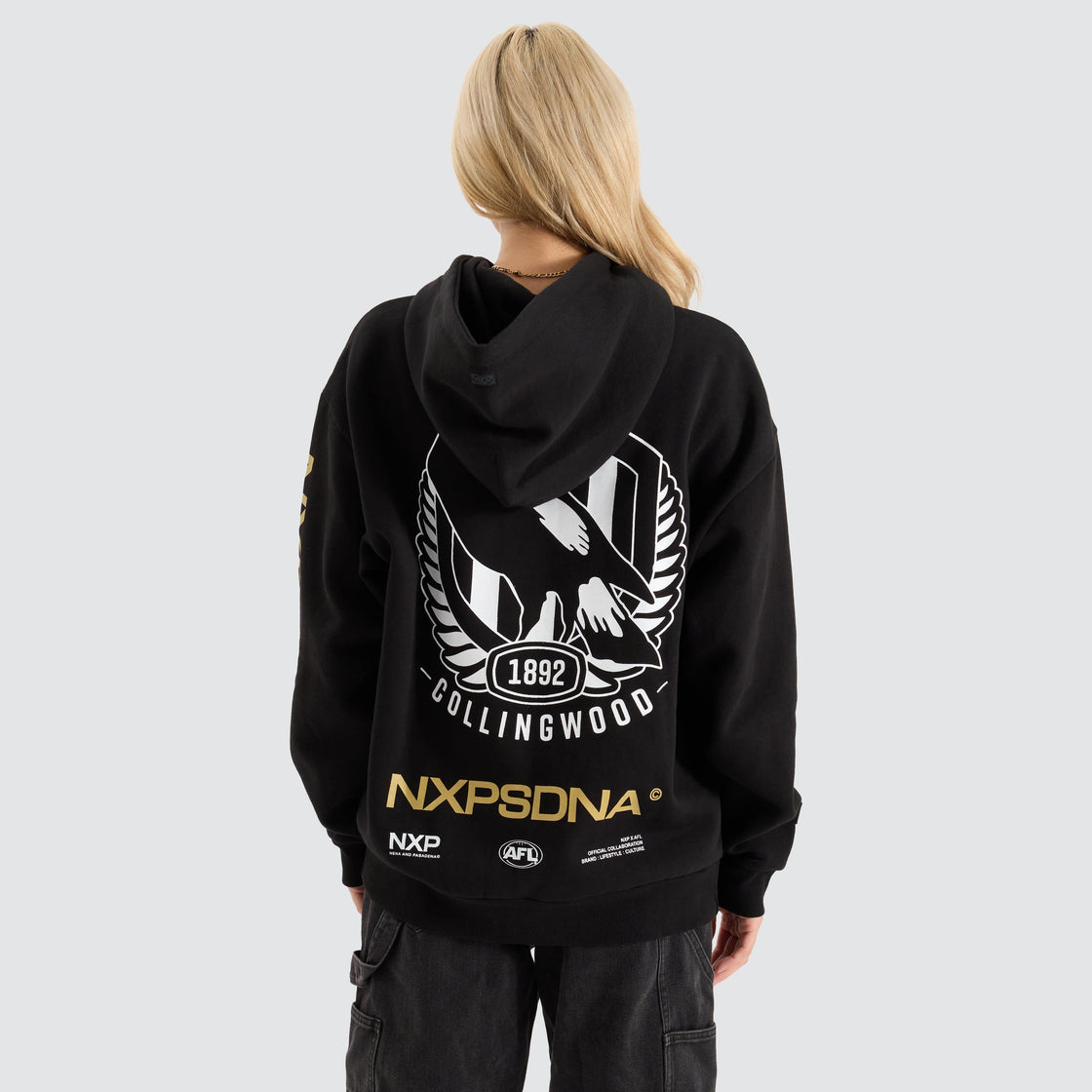 Collingwood Magpies NXP x AFL Relaxed Hoodie in Jet Black | NXP