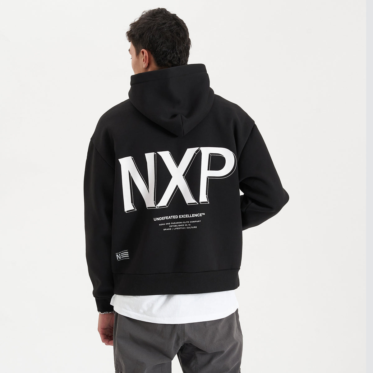 NXP Diagram Box Fit Hoodie in Jet Black - Nena and Pasadena | NXP