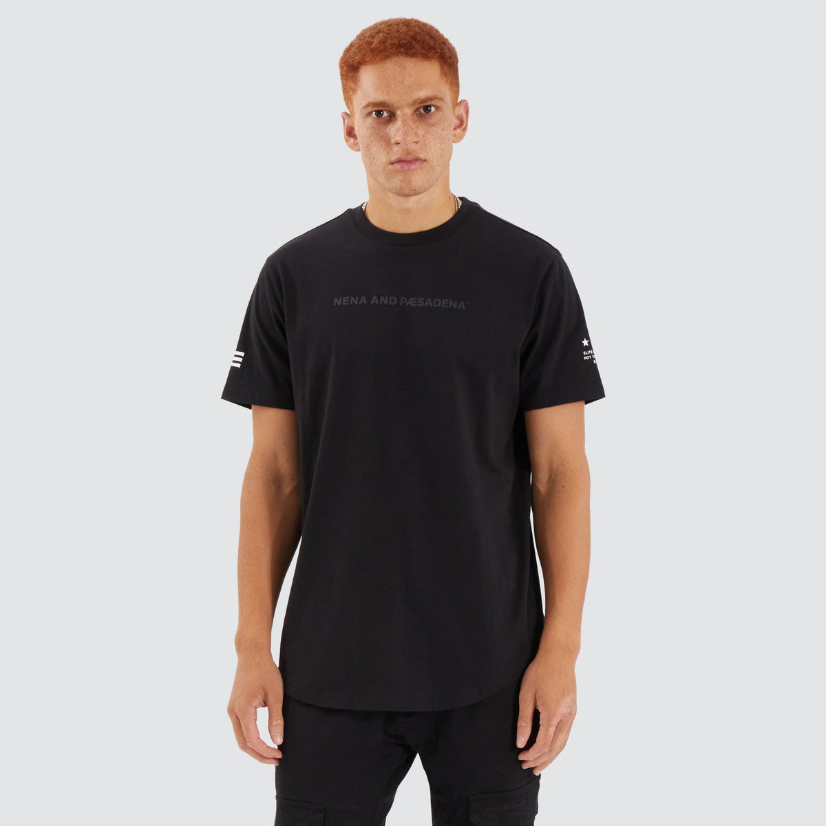 Extension Dual Curved Tee in Black & Grey | Nena and Pasadena | NXP