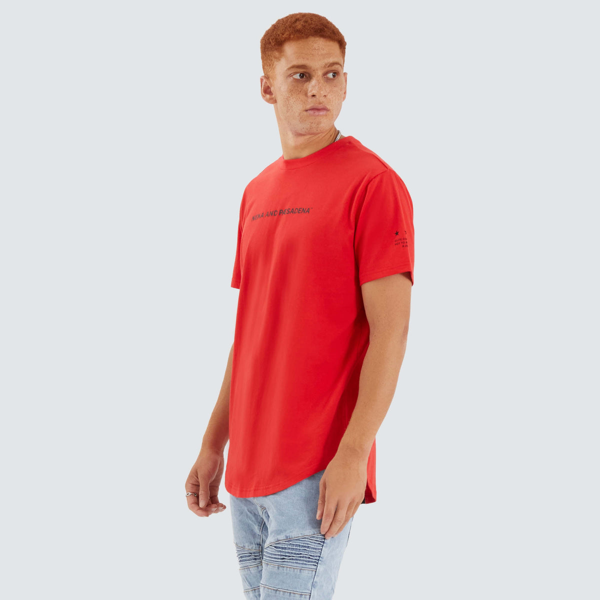 Extension Dual Curved Tee in Red & Black | Nena and Pasadena | NXP