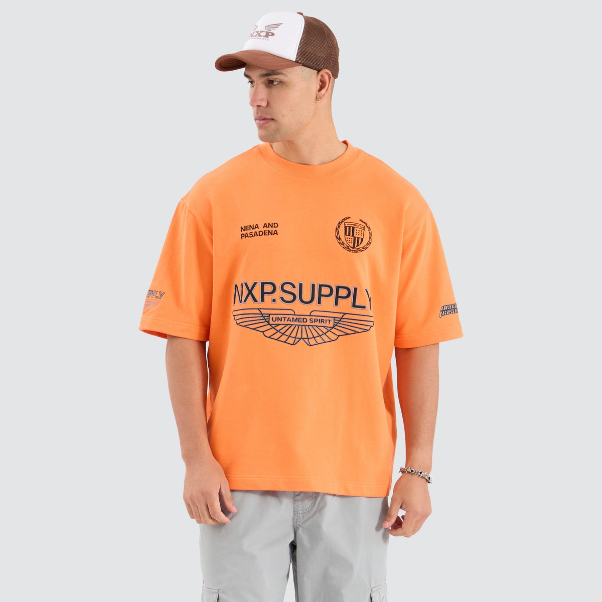 NXP Golden Oversized Loopback Tee in Orange | NXP