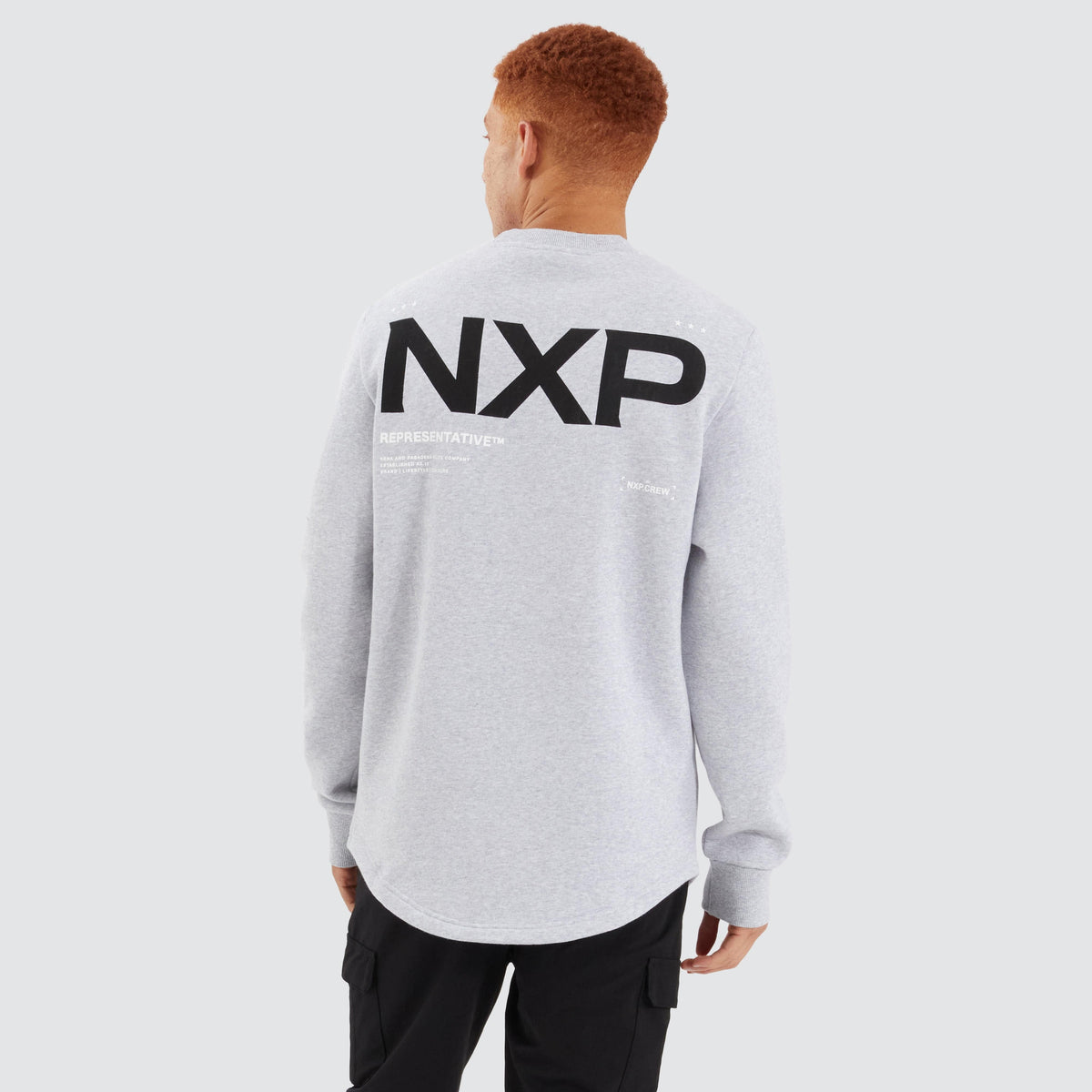 Phase Dual Curved Hem Sweater in Grey Marle | NXP