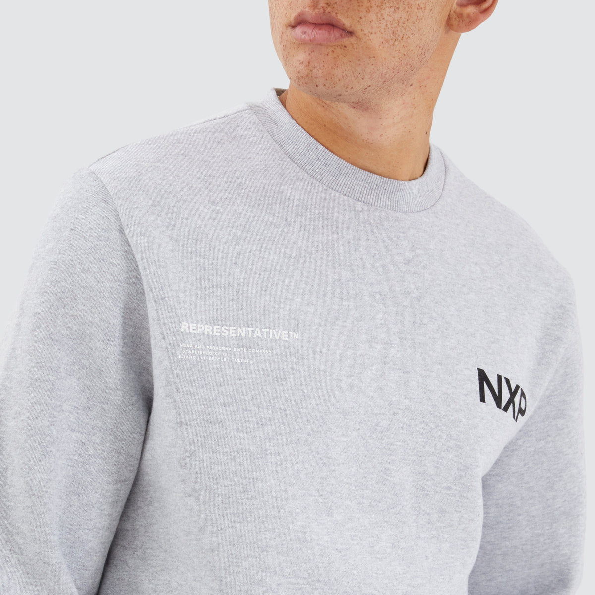 Phase Dual Curved Hem Sweater in Grey Marle | NXP