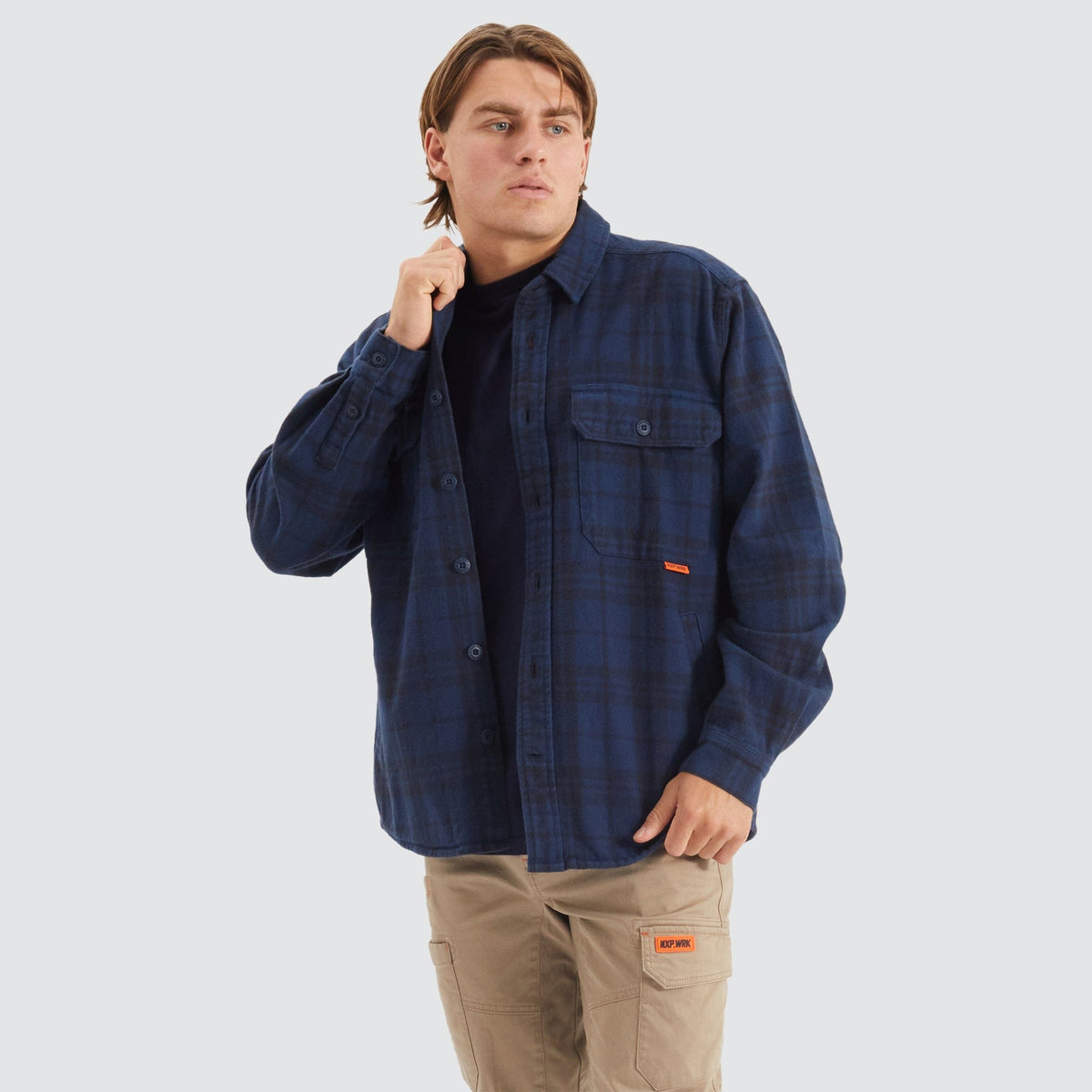 Platform Worker Shirt in Navy Check - NXP WORKWEAR | NXP