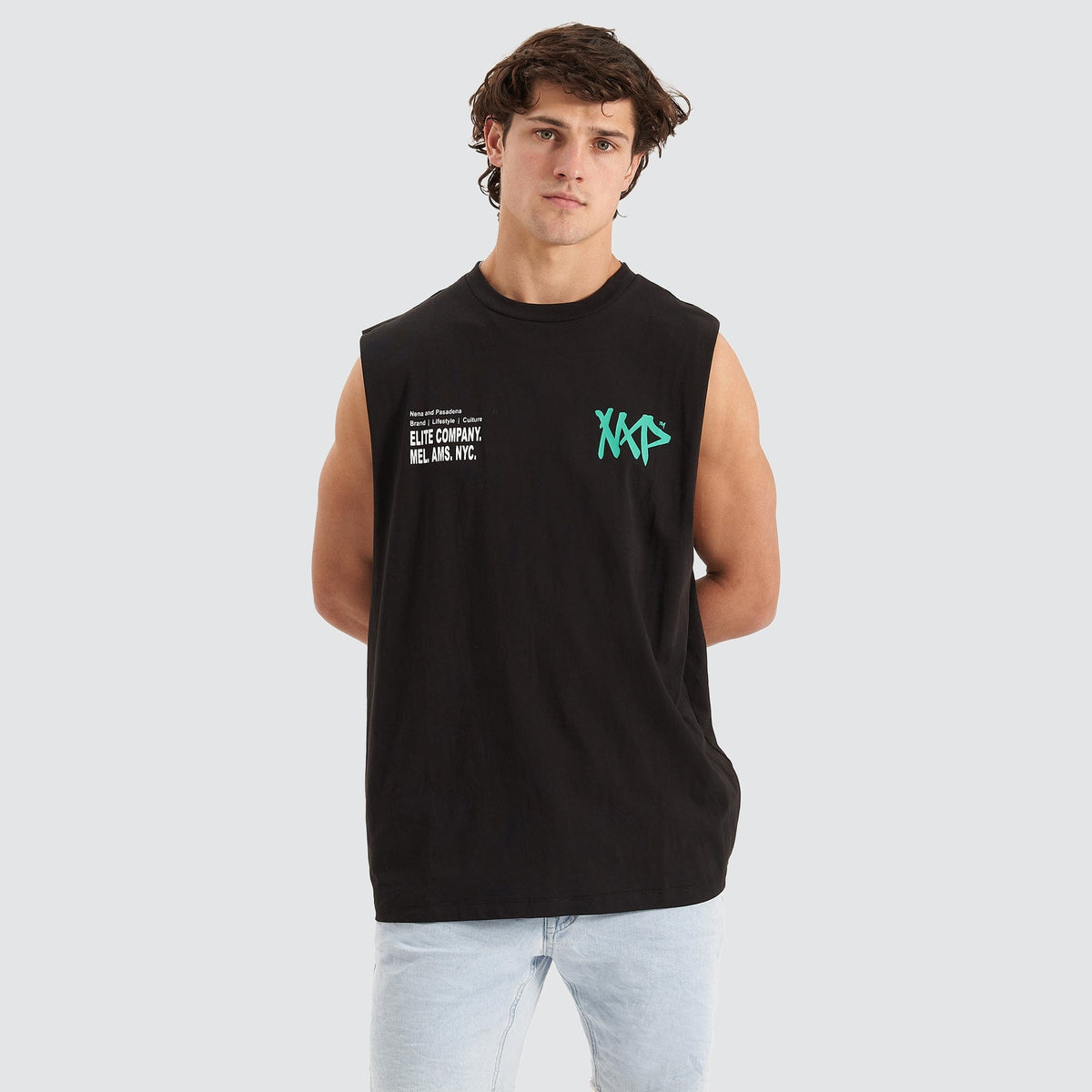 Slander Relaxed Muscle Tee in Jet Black | Nena and Pasadena | NXP